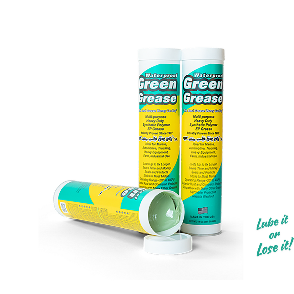 THREE 14 OUNCE GREEN GREASE CARTRIDGES